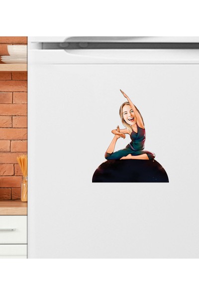 Belnido Kişiye Özel Karikatürlü Ahşap Mıknatıslı Magnet