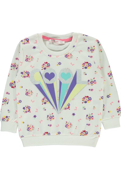 Civil Girls Kız Çocuk Sweatshirt 2-5 Yaş Ekru