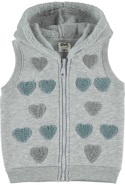 Civil Baby Kız Bebek Kapüşonlu Yelek 6-18 Ay Karmelanj