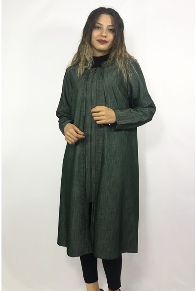 Dinçerler Tekstil Kadın Yeşil Taşlanmış Kot Fermuarlı Cap Dinçerler Tekstil Kadın Yeşil Taşlanmış Kot Fermuarlı Cap