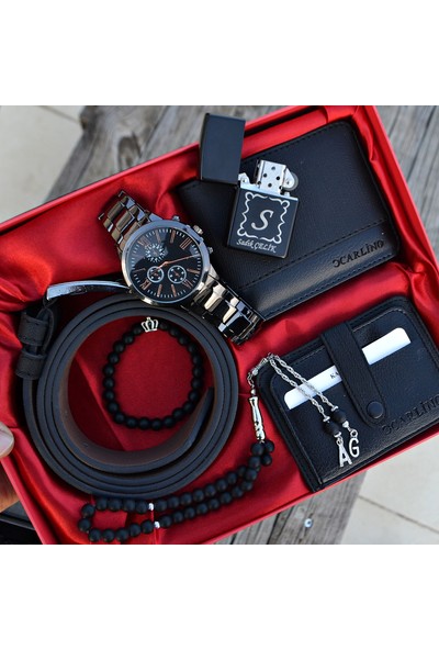 Deepwell Erkek Kol Saati Kişiye Özel Çakmak Tesbih Kemer Cüzdan Kartlık Bileklik Set Deepwell Erkek Kol Saati Kişiye Özel Çakmak Tesbih Kemer Cüzdan Kartlık Bileklik Set