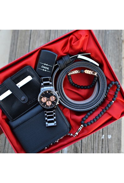 Deepwell Erkek Kol Saati Kişiye Özel Çakmak Tesbih Kemer Cüzdan Kartlık Bileklik Set Deepwell Erkek Kol Saati Kişiye Özel Çakmak Tesbih Kemer Cüzdan Kartlık Bileklik Set