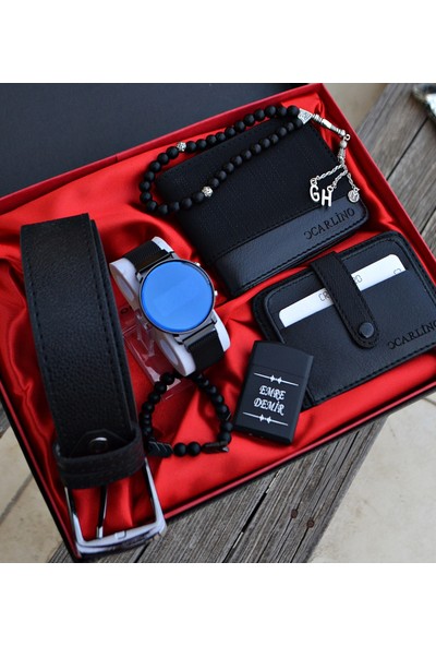 Deepwell Erkek Kol Saati Kişiye Özel Çakmak Tesbih Kemer Cüzdan Kartlık Bileklik Set Deepwell Erkek Kol Saati Kişiye Özel Çakmak Tesbih Kemer Cüzdan Kartlık Bileklik Set