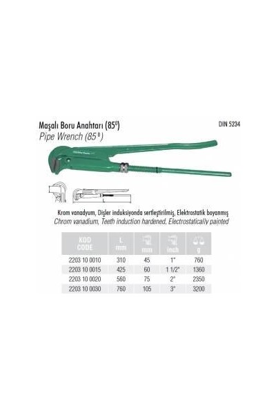 Elta 1'' Elta Maşalı Boru Anahtarı Elta 1'' Elta Maşalı Boru Anahtarı