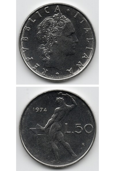 Benim Koleksiyonum Italya 50 Lire 1974 Çil Eski Madeni Para Benim Koleksiyonum Italya 50 Lire 1974 Çil Eski Madeni Para