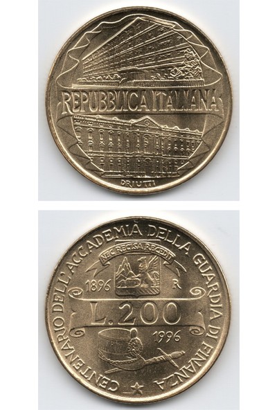 Benim Koleksiyonum Italya 200 Lire 1996 Çil Hatıra Eski Madeni Para