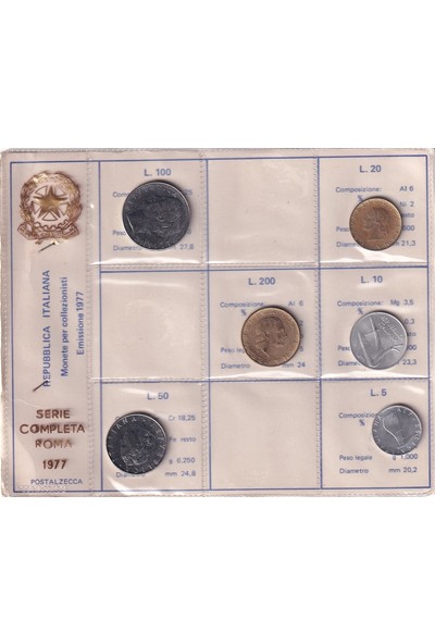 Benim Koleksiyonum Italya 1977 Darphane Seti Çil Benim Koleksiyonum Italya 1977 Darphane Seti Çil