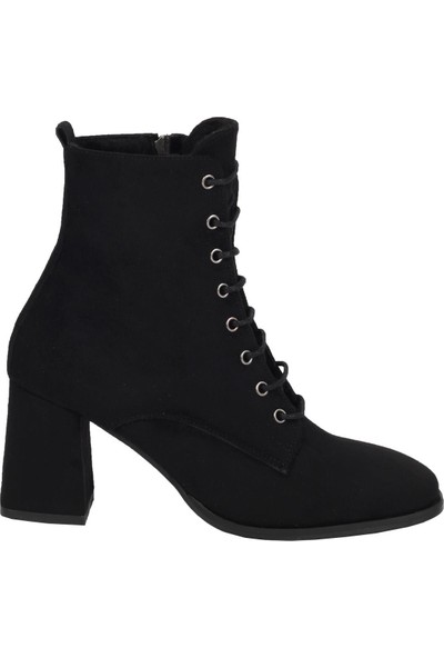 Modabuymus Kadın Siyah Süet Küt Burun Topuklu Postal Bot - Berra Modabuymus Kadın Siyah Süet Küt Burun Topuklu Postal Bot - Berra