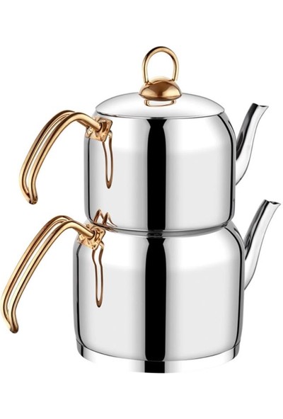 Özlife Hüma Mega Boy Çaydanlık Takımı Sade Gold CSH-120 Özlife Hüma Mega Boy Çaydanlık Takımı Sade Gold CSH-120