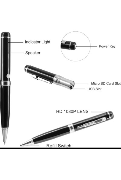Bintech Kalem Tipi Kamera Hd 1080P Video Kayıt Cihazı Bintech Kalem Tipi Kamera Hd 1080P Video Kayıt Cihazı