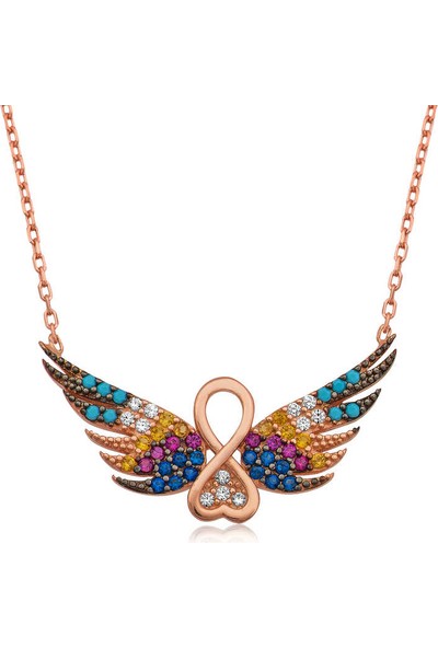 Gumush Gümüş Kanatlı Sonsuzluk Bayan Kolye