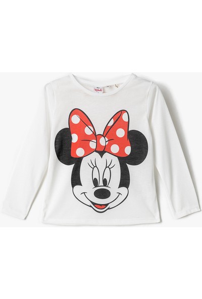 Koton Minnie Mouse Lisanslı Baskılı Uzun Kol Tişört