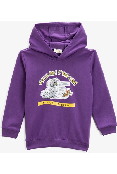 Koton Tom ve Jerry Lisanslı Baskılı Kapşonlu Sweatshirt