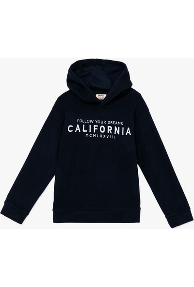Koton Erkek Çocuk Polar Kapüşonlu Sweatshirt İşlemeli Uzun Kollu