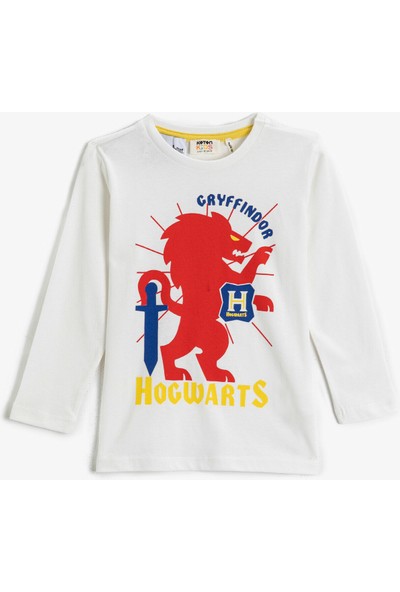 Koton Harry Potter Baskılı Uzun Kollu Bisiklet Yaka Tişört Lisanslı Pamuklu