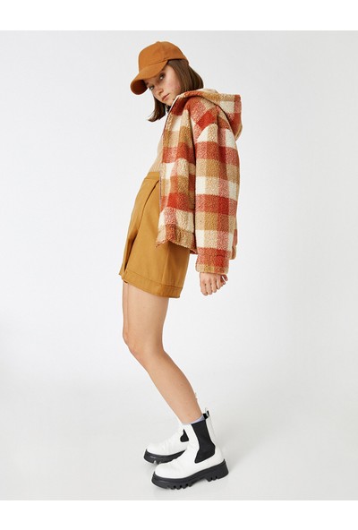 Koton Kapüşonlu Kareli Ceket Koton Kapüşonlu Kareli Ceket