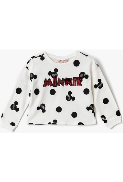Koton Kız Çocuk Minnie Mouse Lisanslı Pullu Sweatshirt