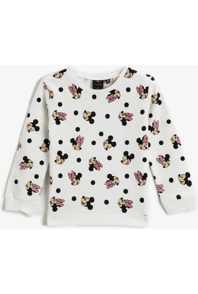 Koton Minnie Mouse Baskılı Sweatshirt Bisiklet Yaka Lisanslı Pamuklu