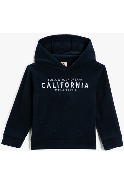 Koton Polar Kapşonlu Sweatshirt İşlemeli Uzun Kollu Koton Polar Kapşonlu Sweatshirt İşlemeli Uzun Kollu