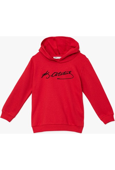 Koton Atatürk Imzasi Baskili Sweatshirt Kapüsonlu