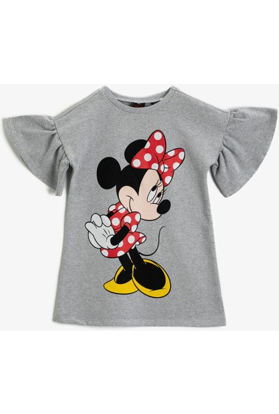 Koton Minnie Mouse Lisanslı Baskılı Elbise Kısa Kollu