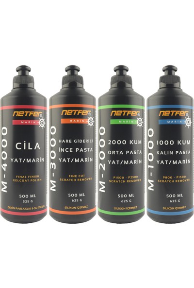 Netfer 4'lü Marin Tekne Pasta Cila Set - 4X500 ml Netfer 4'lü Marin Tekne Pasta Cila Set - 4X500 ml