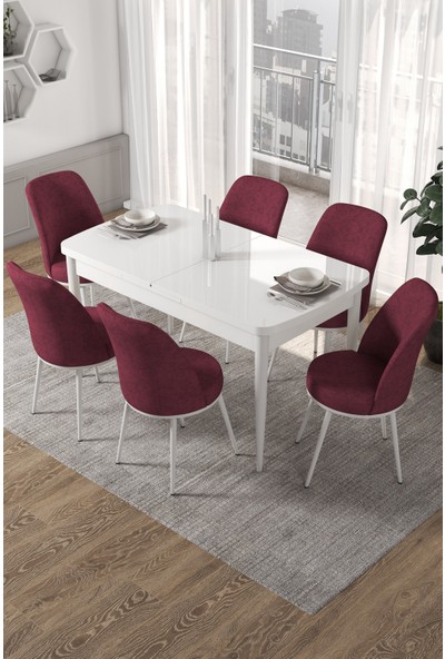 Canisa Concept Canisa Kor Serisi 70 x 114 cm Açılabilir Beyaz Mutfak Masa Takımı