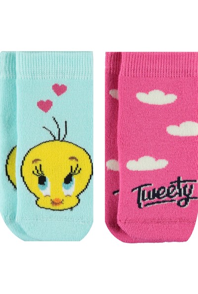 Tweety Kız Bebek 2'li Çorap 0-24 Yaş Fuşya