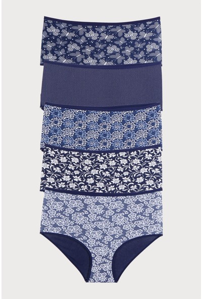 Nicoletta Lacivert Kadın Külot Büyük Beden 5'li Paket