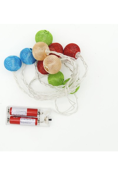 Dmrled Renkli Top Pilli Ağaç Ip Süs 10 LED Işık 2m Gün Işığı Dmrled Renkli Top Pilli Ağaç Ip Süs 10 LED Işık 2m Gün Işığı