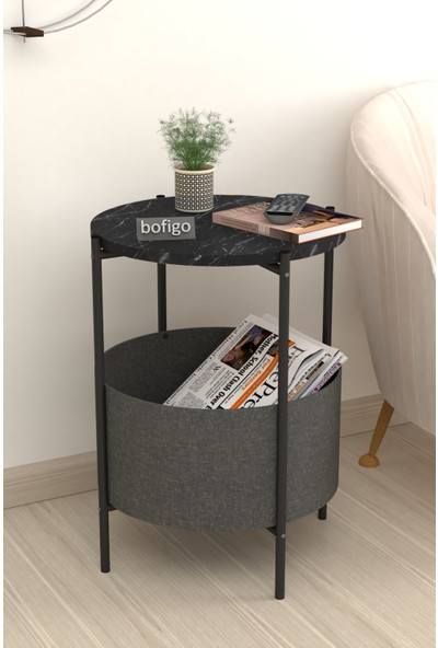 Bofigo Orta Sehpa Geniş Çantalı Sehpa Gazetelik Kitaplık Çiçeklik Bendir