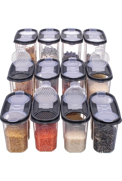 Elegant Home 12'lu Oval Erzak Kabı Siyah 930-935,940