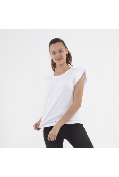 Think Simple Kolsuz Basic T-Shirt Beyaz