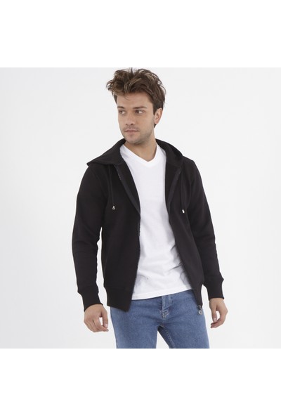 Think Simple Erkek Kapişonlu S-Shırt - Siyah