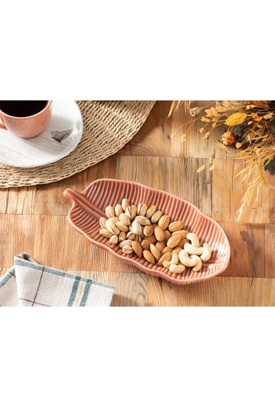 English Home Leaf Seramik Çerezlık 30X15 cm Kiremit English Home Leaf Seramik Çerezlık 30X15 cm Kiremit