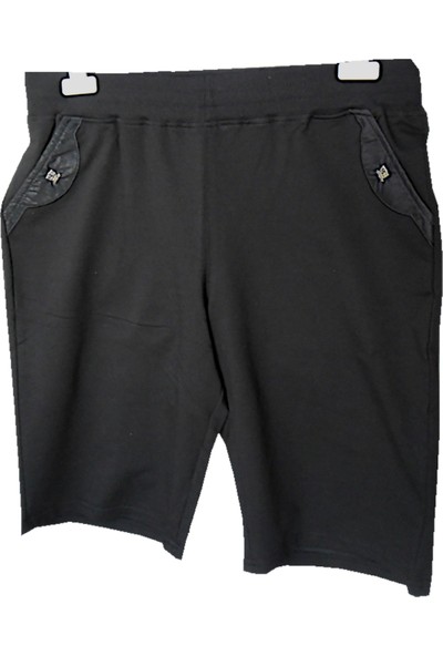 Wooppo - Büyük Beden- Kadın Siyah Şort WOOP-K-101 Wooppo - Büyük Beden- Kadın Siyah Şort WOOP-K-101