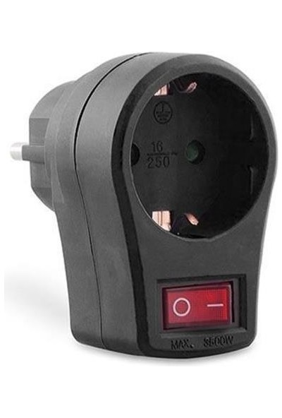 Şahnet Siyah Tekli Anahtarlı Topraklı Fiş Priz