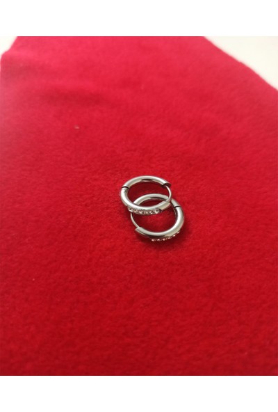 Alanç Çelik Klasik Ince Zirkon Taşlı Halka Kadın Küpe Gümüş Renk Alanç Çelik Klasik Ince Zirkon Taşlı Halka Kadın Küpe Gümüş Renk