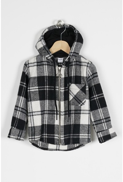 Zepkids Erkek Çocuk Kapüşonlu Kareli Fermuarlı Gömlek 5-12 Yaş