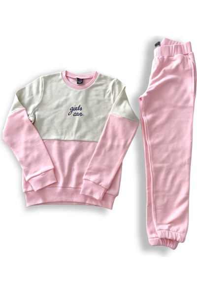 Aib Store Kız Çocuk Pembe-Ekru Eşofman Takım Aib Store Kız Çocuk Pembe-Ekru Eşofman Takım