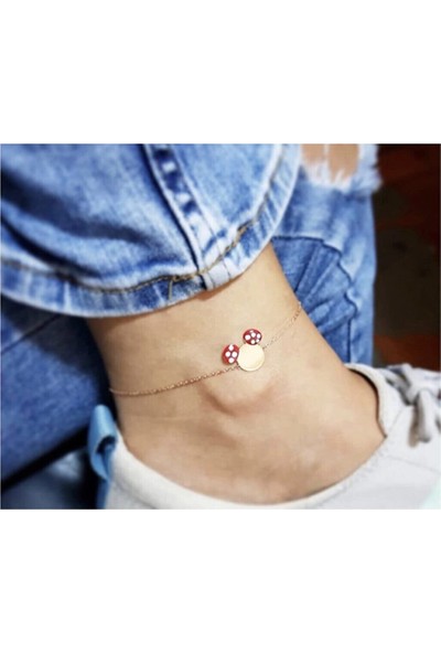 Karya Gümüş Kırmızı Kulaklı Mickey Gümüş Halhal