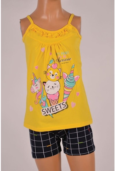 Nicoletta Sarı Kız Çocuk Ip Askılı Şortlu Pijama Takımı