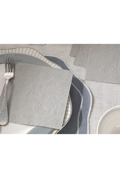 English Home Allegro Kağıt 20'li Kağıt Peçete 33X33 cm Silver