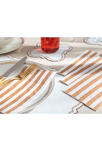 English Home Striped Kağıt 20'li Kağıt Peçete 33X40 Pembe Gold English Home Striped Kağıt 20'li Kağıt Peçete 33X40 Pembe Gold