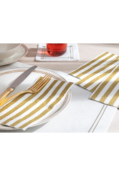 English Home Striped Kağıt 20'li Kağıt Peçete 33X40 Gold English Home Striped Kağıt 20'li Kağıt Peçete 33X40 Gold