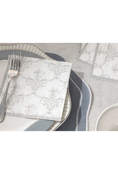 English Home Royal Damask Kağıt 20'li Kağıt Peçete 33X33 cm Silver English Home Royal Damask Kağıt 20'li Kağıt Peçete 33X33 cm Silver
