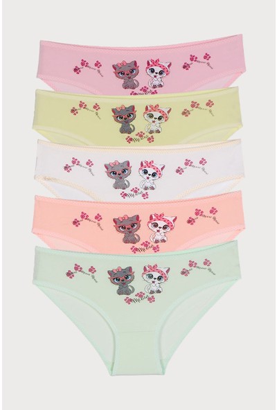 Nicoletta Mıxcolor Kız Çocuk Külot 5 Li Paket Likralı