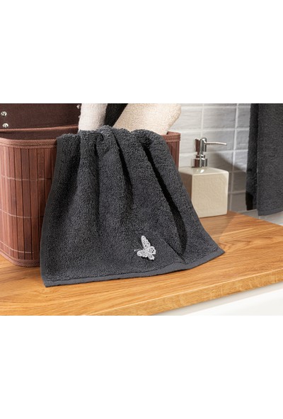 English Home Galia Butterfly Nakışlı Pamuklu El Havlusu 30X40 cm Antrasit English Home Galia Butterfly Nakışlı Pamuklu El Havlusu 30X40 cm Antrasit