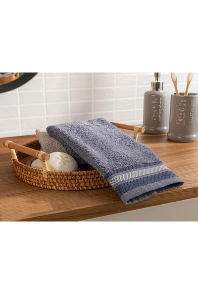 English Home Triple Çizgili Pamuklu El Havlusu 30X40 cm Indigo