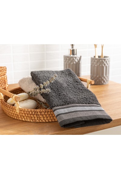 English Home Triple Çizgili Pamuklu El Havlusu 30X40 cm Antrasit English Home Triple Çizgili Pamuklu El Havlusu 30X40 cm Antrasit